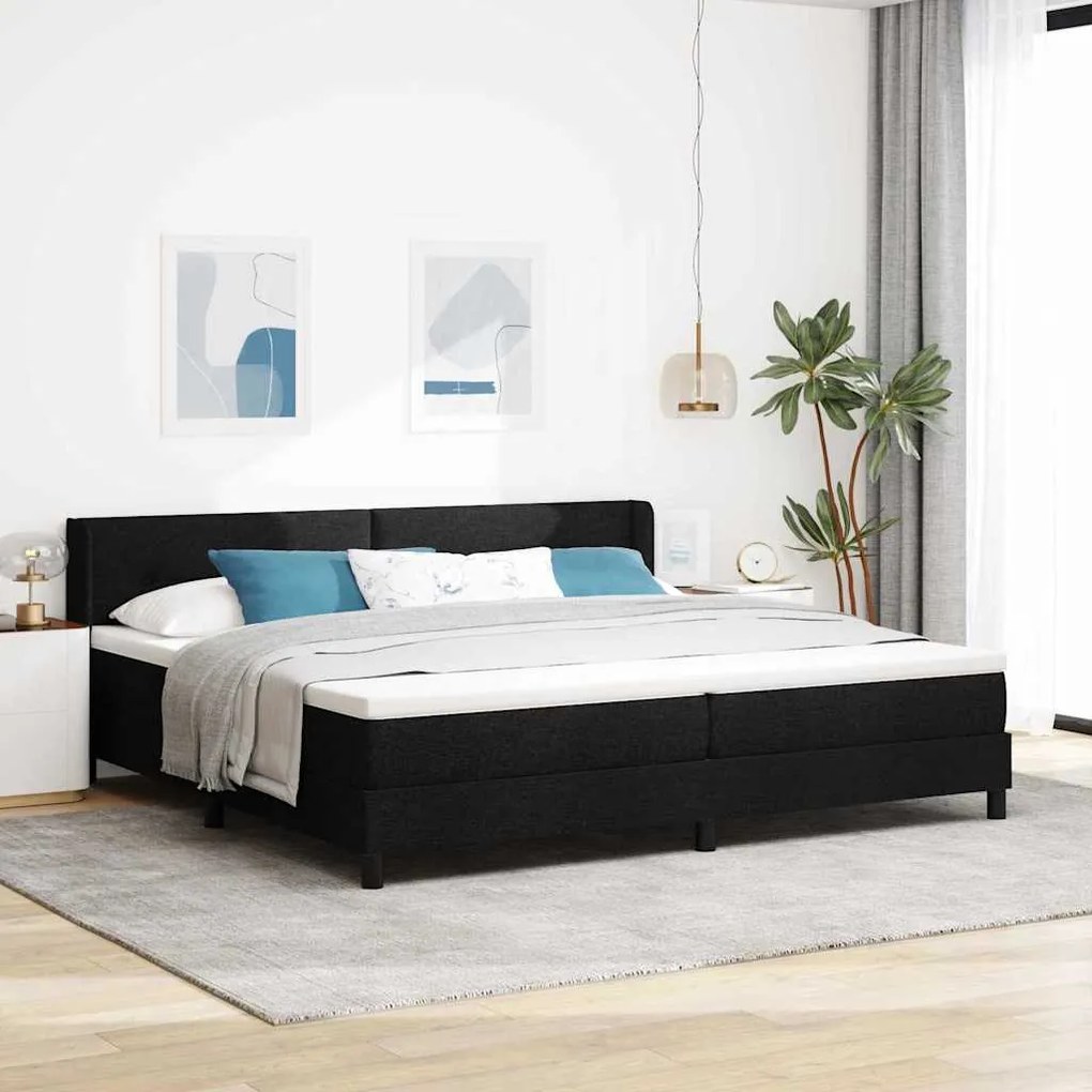 Postel s boxspringem s čelo Černý 200 x 200 cm textil 3341127