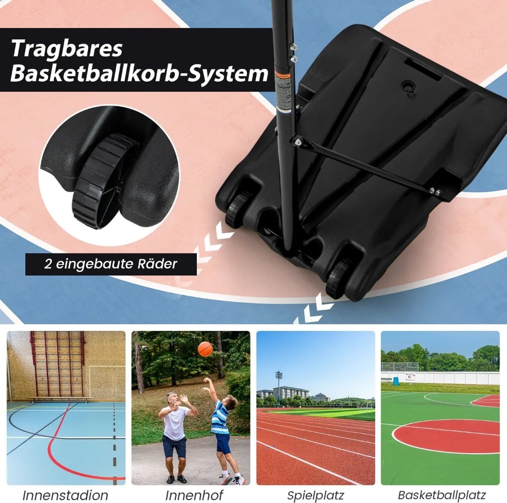 Costway Basketbalový koš venkovní přenosný basketbalový stojan 260-305 cm