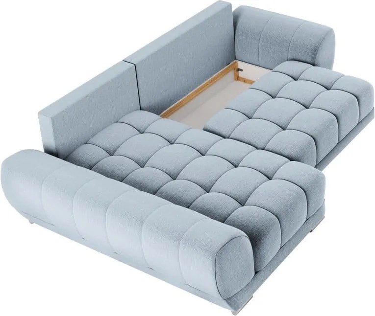 Světle modrá rozkládací rohová pohovka Windsor & Co Sofas Cloudlet, levý roh