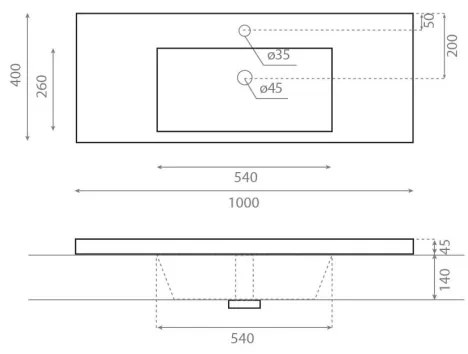 Bathco 0515 - Zápustné umyvadlo COLLOTO 100x40 cm pryskyřice/bílá