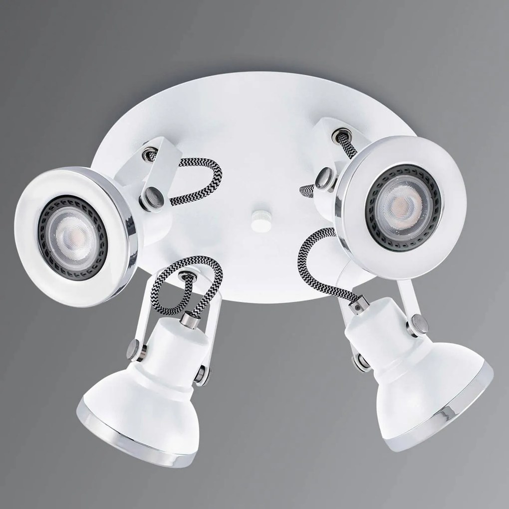 LED stropní reflektor Ring bílý, čtyři zdroje