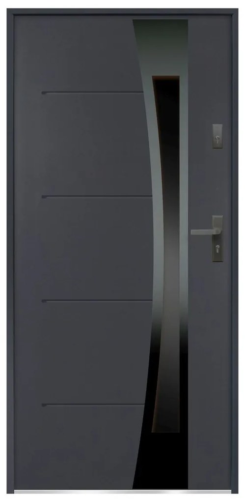 O.K. Doors® Vchodové dveře Teja, L, rozměr vč. zárubně: 1000 × 2070 mm, ocel, levé, antracit, prosklené