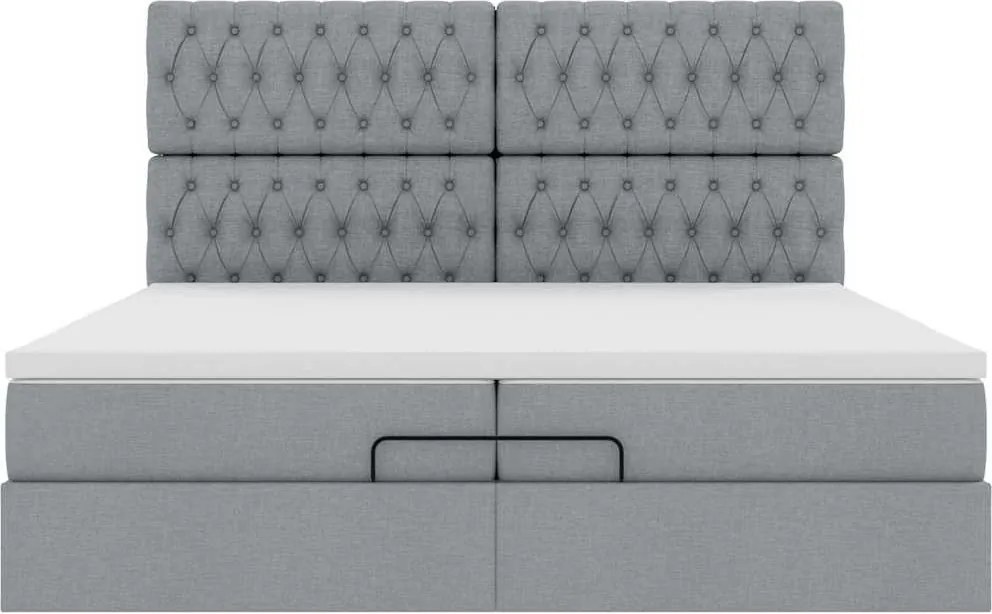 Osmanský rám postele s matrací tmavě šedý 200x200cm textil 3313266