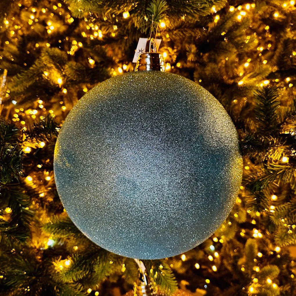 Velká vánoční ozdoba 30 cm plastová koule světle modrá glitter