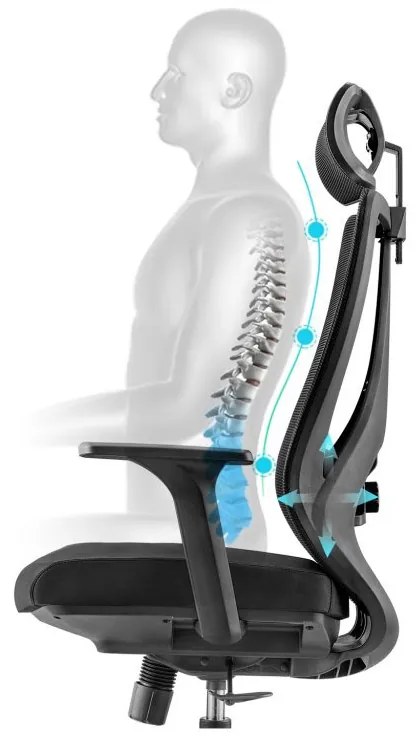 Kancelářská ergonomická židle Neoseat AMADORA — síť / látka, černá, nosnost 150 kg
