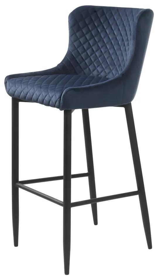 Designová barová židle Hallie modrý samet