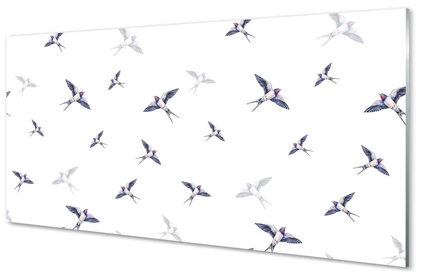 akrylový obraz Ptáci s květinami 125x50 cm