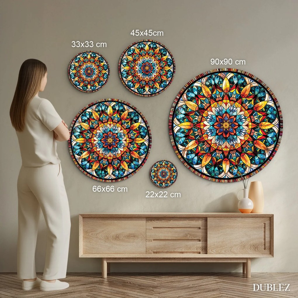 DUBLEZ | Barevná mandala na stěnu - Kaleidoskop | UV tisk, Premium