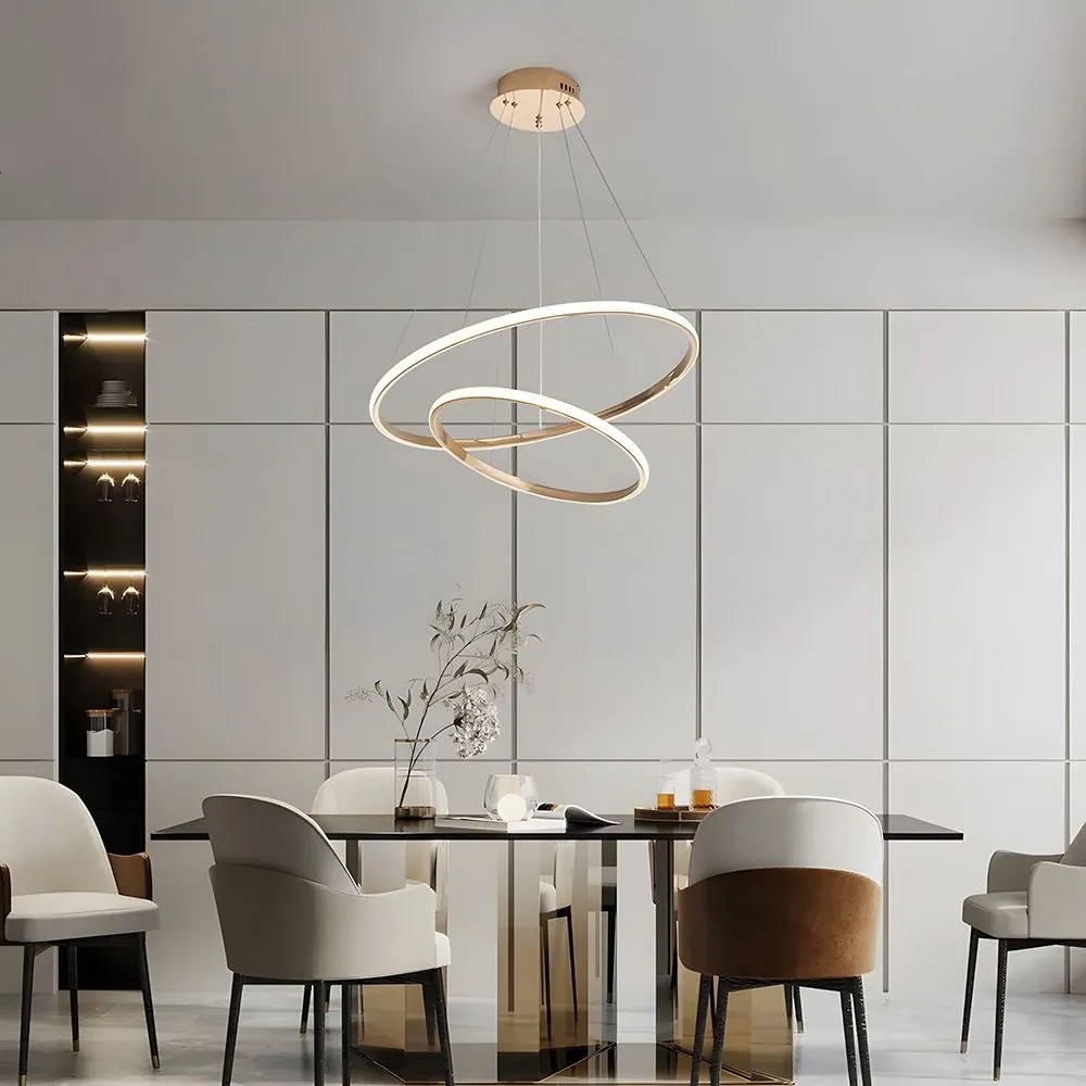 Toolight Toolight, LED závěsné osvětlení 40/60cm, 61W, 3000K, LHJ007-CP2, zlatá, OSW-60004