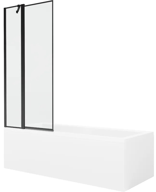 Mexen Cubik obdélníková vana 150 x 70 cm s pláštěm 1-křídlovou zástěnou 80 cm, Černý vzor - 550315070X9408117070