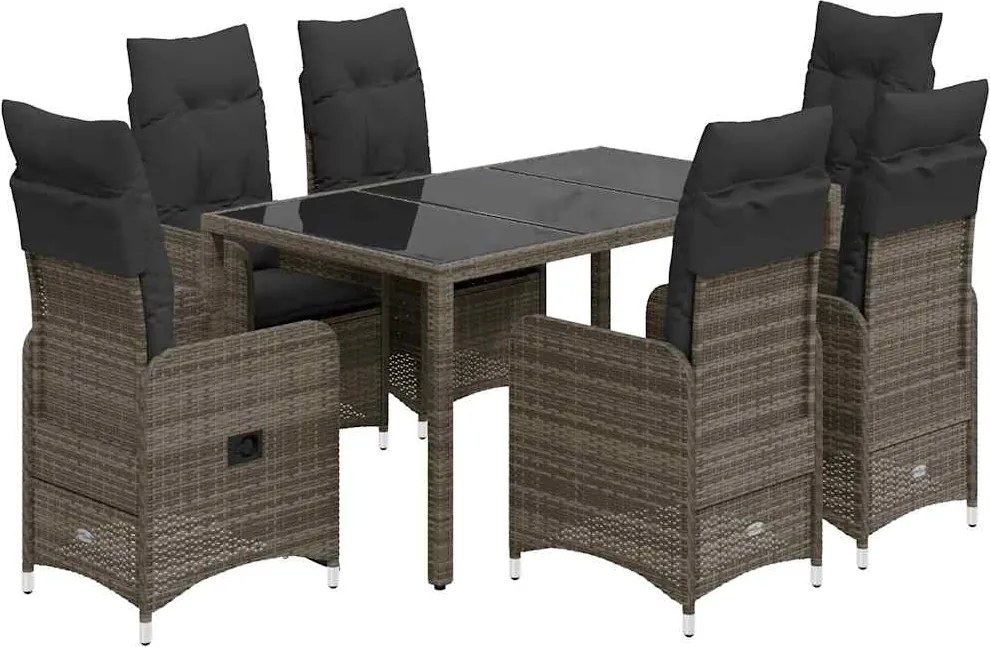 5dílný zahradní bistro set s poduškami šedý polyratan 3277036