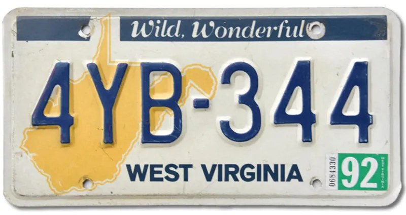 Americká SPZ West Virginia Wild Wonderful 4YB-344