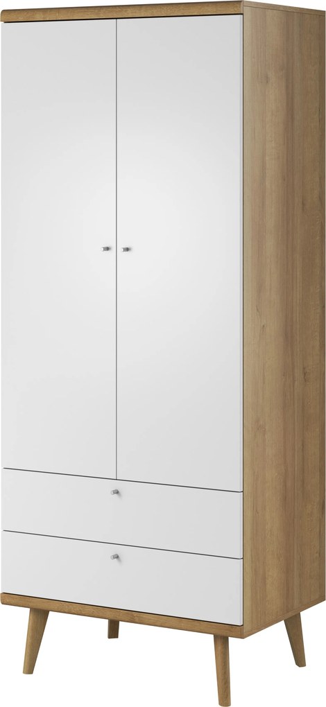 PSK Šatní skříň PORO, Dub Riviera/Bílá 80 cm