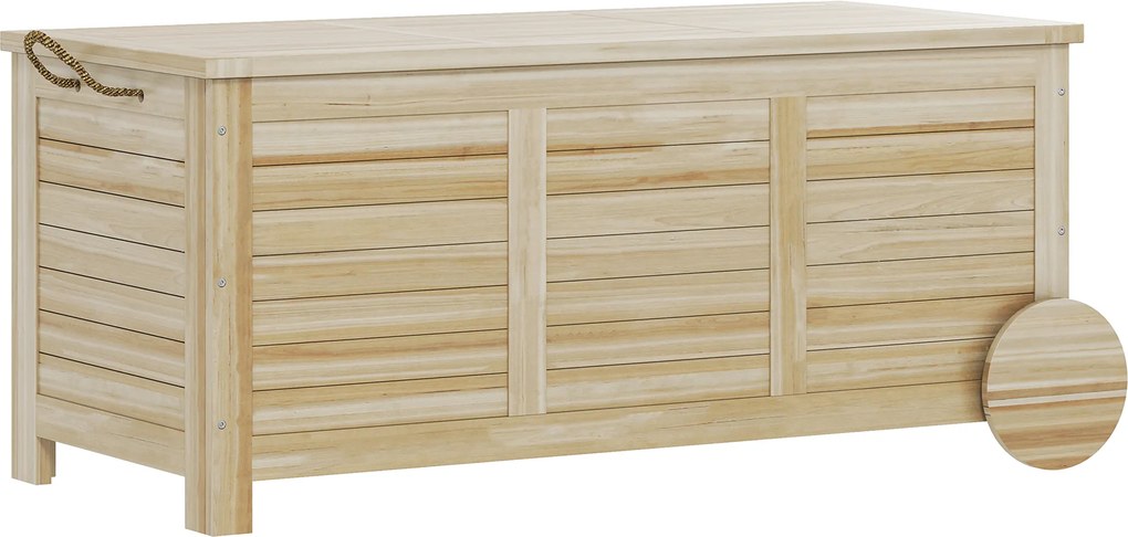 185 L venkovní úložný box, úložný box na kolečkách, odolný proti povětrnostním vlivům, jedlové dřevo, 110 x 50 x 50 cm, světle hnědý