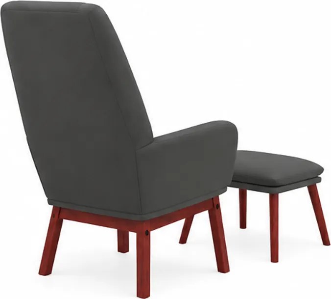 relaxační křeslo, s podnožkou, odpočinkové, masivní kaučukovník/kov/textil, 95x76x71 cm, nohy tmavé/tmavě šedá, Dekorino KR20260085