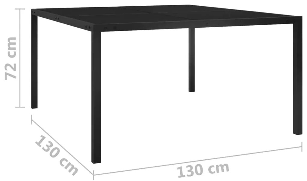 vidaXL Marketos Zahradní stůl 130 x 130 x 72 cm černý ocel a sklo