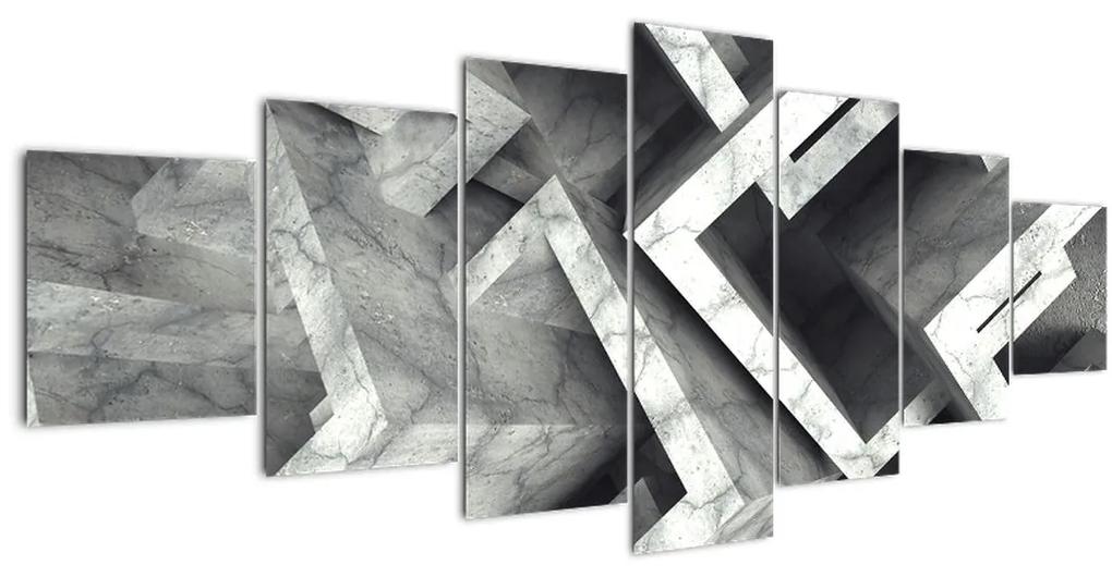 Abstraktní obraz krychlí (210x100 cm)