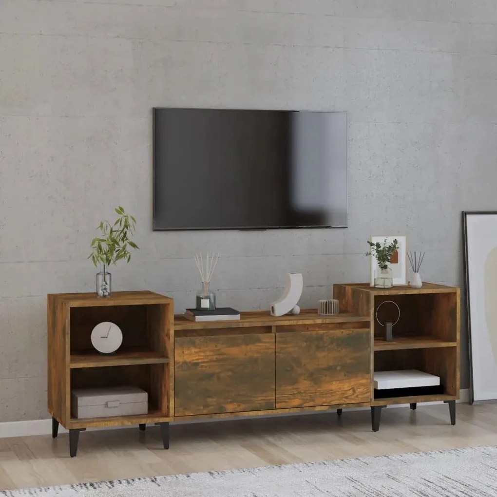 Tv Skříňka 160 X 35 X 55 Cm Kompozitní Dřevo Kouřový dub