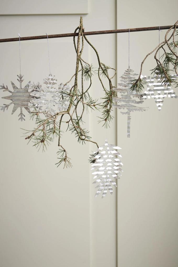 Ozdoba na vánoční stromek Tin sněhová vločka 2 stříbrná