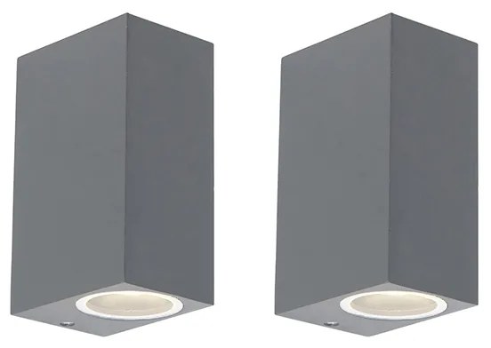 Sada 2 moderních nástěnných lamp tmavě šedých 2-světlo IP44 - Baleno