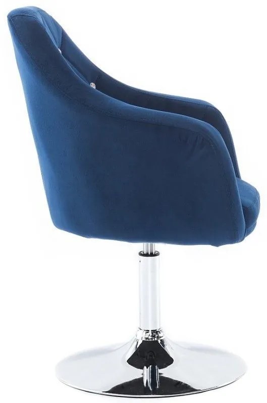 LuxuryForm DESIGN Otočné křeslo ROMA VELUR na stříbrném talíři - modré
