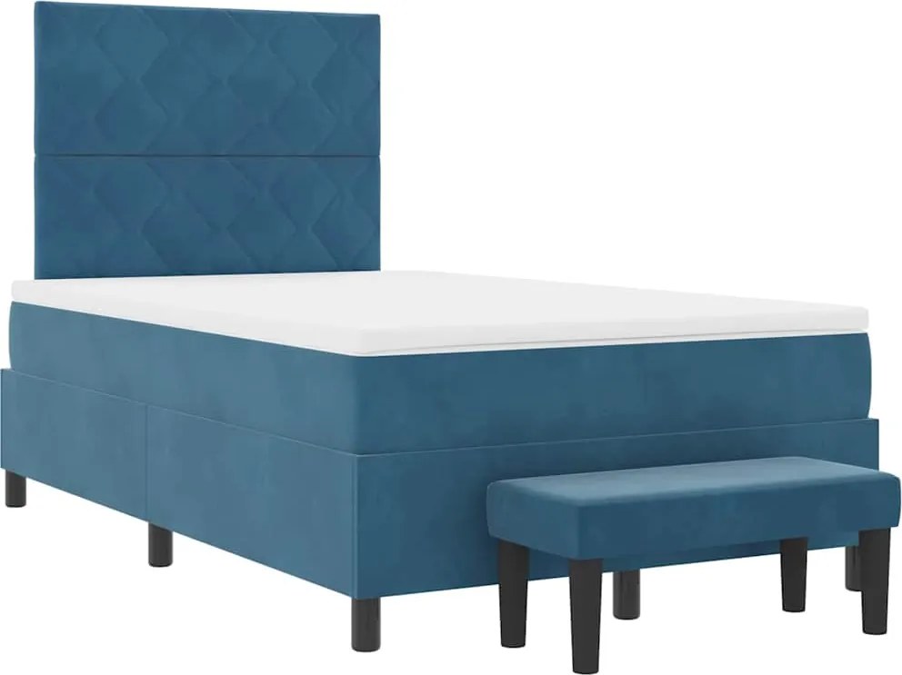 Postel s boxspringem s čelo Tmavě moddrá 190 x 120 cm samet 3344568