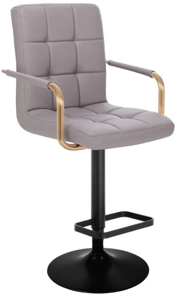 LuxuryForm DESIGN Barová židle VERONA GOLD na černé kulaté podstavě - šedá