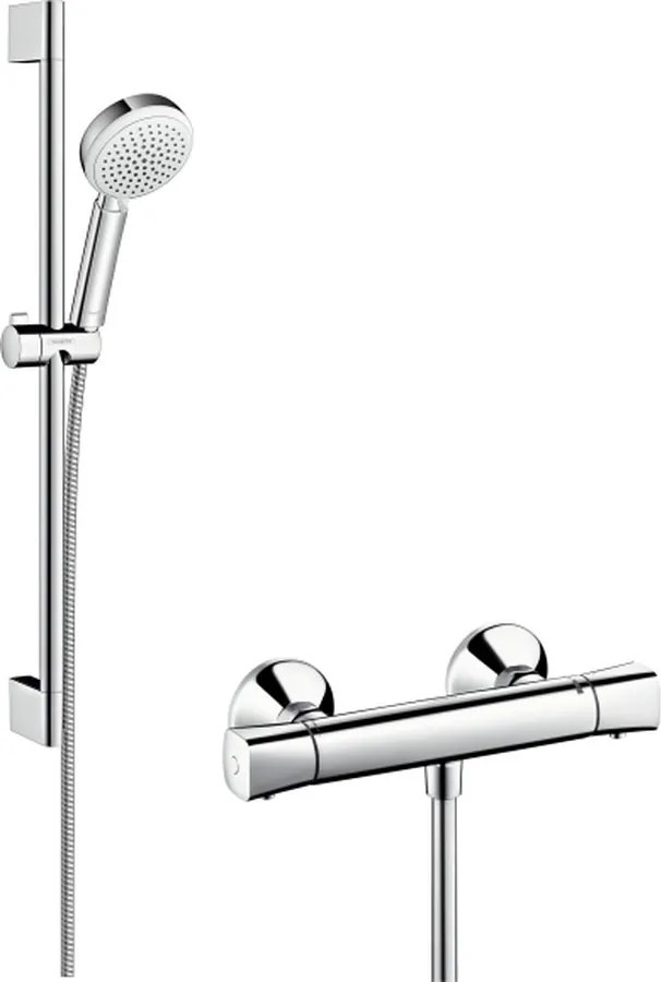 Hansgrohe Ecostat Universal + Crometa 100 - sprchová souprava Crometta 100 Vario + sprchová baterie nástěnná termostatická 27030400