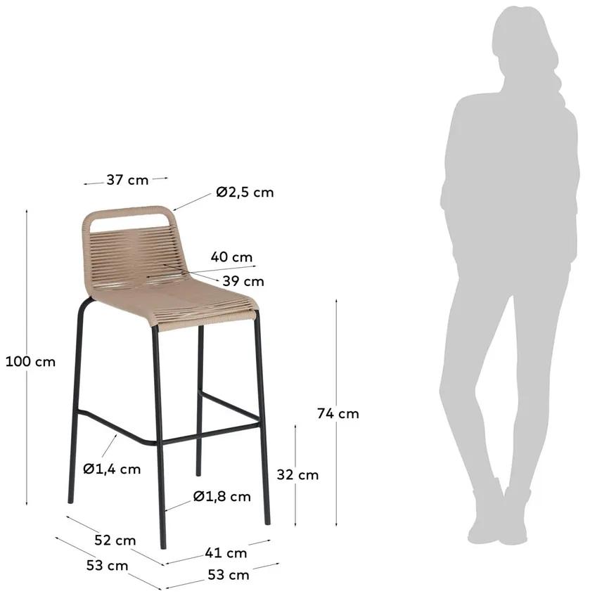 OnaDnes -20% Béžová pletená barová židle Kave Home Lambton 74 cm