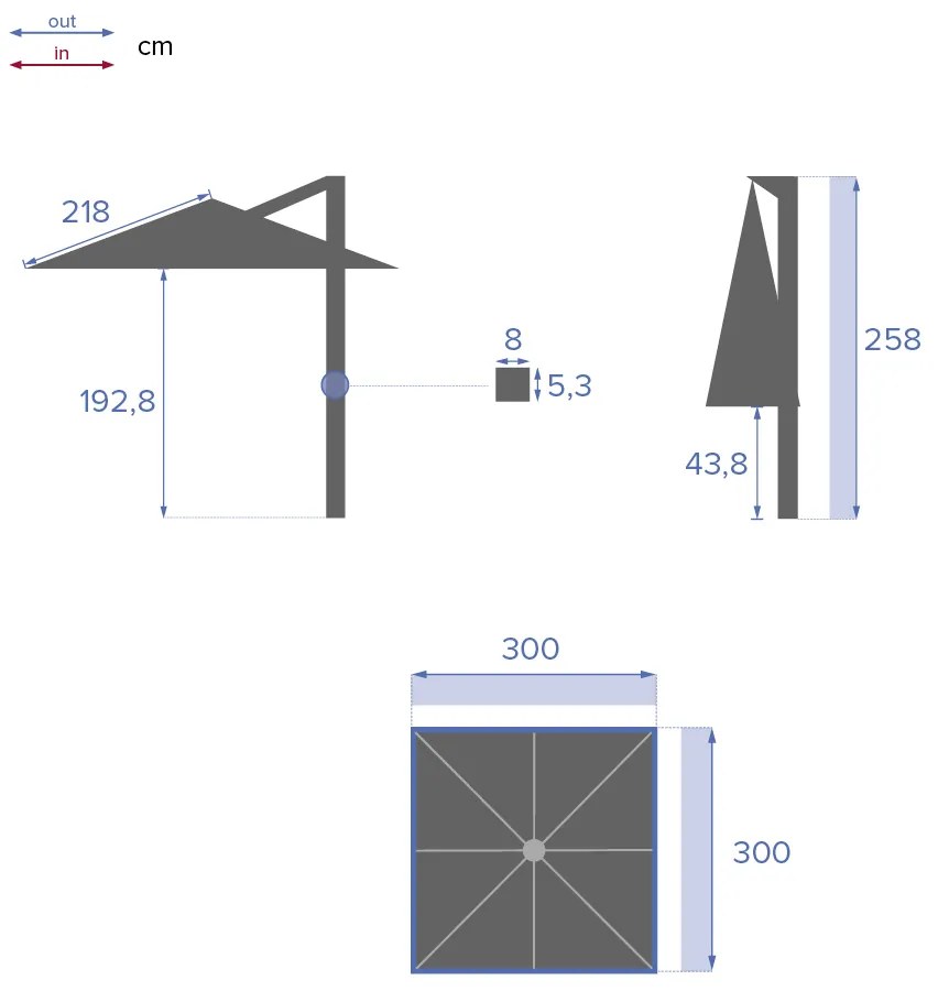 Hesperide zahradní slunečník AYERI 3x3 m šedý