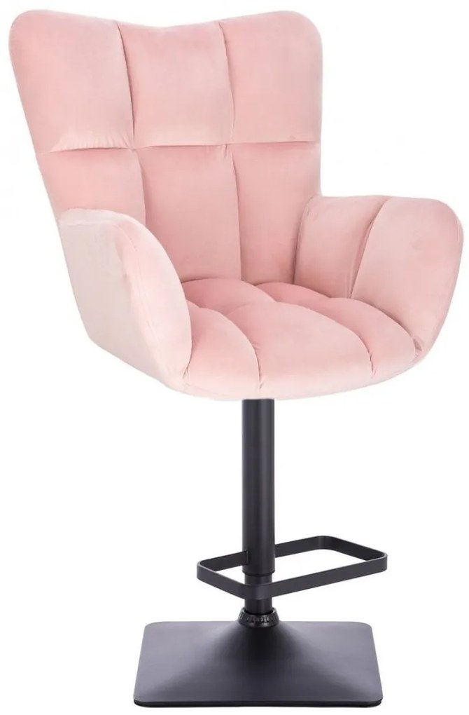 LuxuryForm DESIGN Barové křeslo AURORA VELUR na černé hranaté podstavě - světle růžové