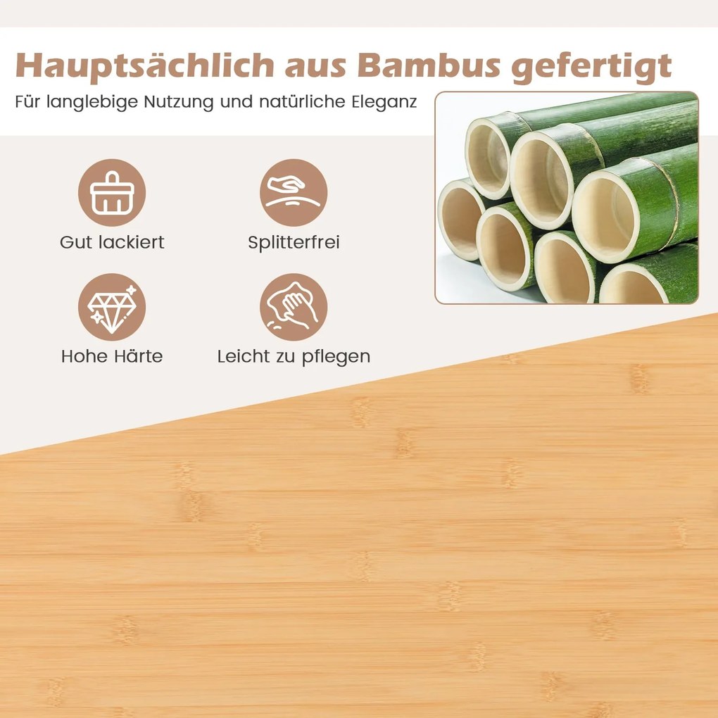 Costway Kuchyňský vozík ze dřeva a bambusu kuchyňská skříňka s kolečky vozík