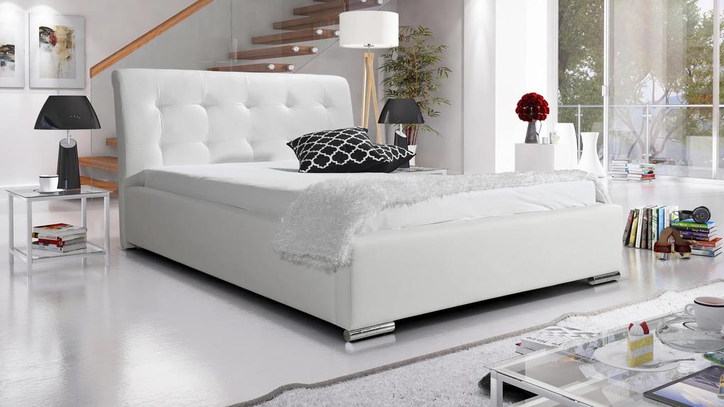 Eka Čalouněná postel Star - Eko-kůže 120x200 cm Barva látky Eko-kůže: Bílá (17), Úložný prostor: S dřevěným rámem úložného prostoru