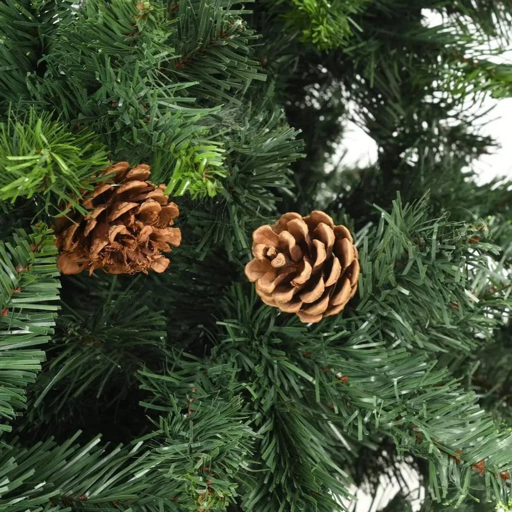 vidaXL Umělý vánoční stromek LED osvětlení sada koulí a šišky 210 cm [3077798] Barva: Bílo-zlatá