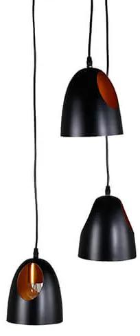 Elda Trio závěsná lampa černá / měď 40