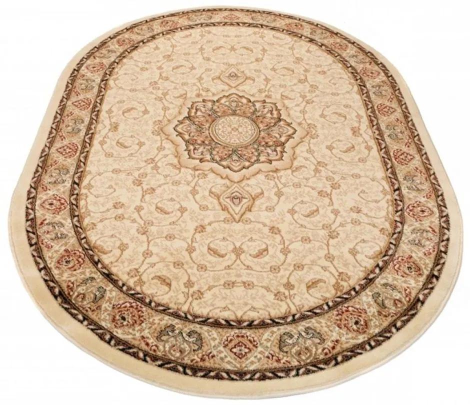 Kusový koberec klasický vzor 2 béžový ovál 200x300cm