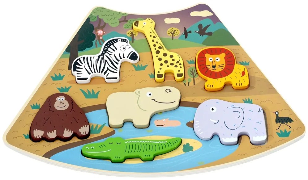 2Kids Toys Dřevěné puzzle Safari propojitelné