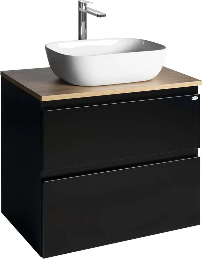 Aqualine Altair - Umyvadlová skříňka 68 cm, matná černá/dub emporio AI670-01