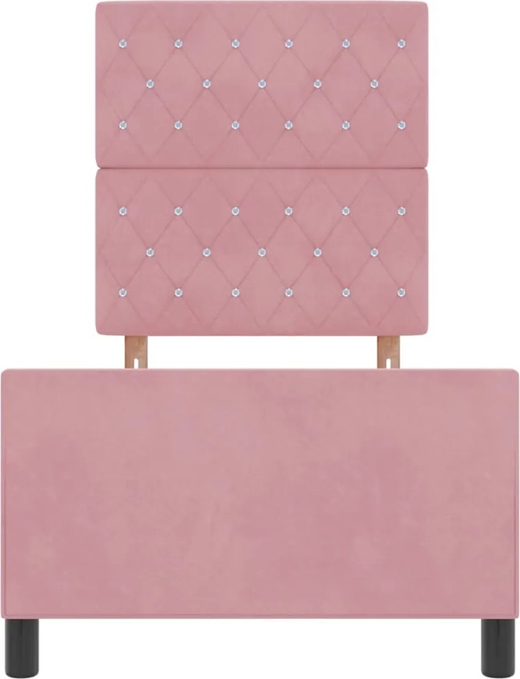 Postel s boxspringem s čelo Růžová 80 x 200 cm samet 3344842