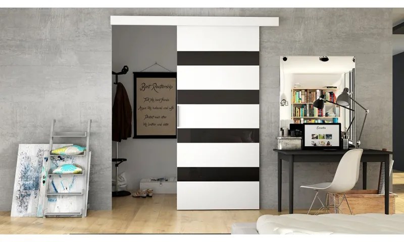 Interiérové posuvné dveře Opera 90 V, Barva: černá / bílý lacobel