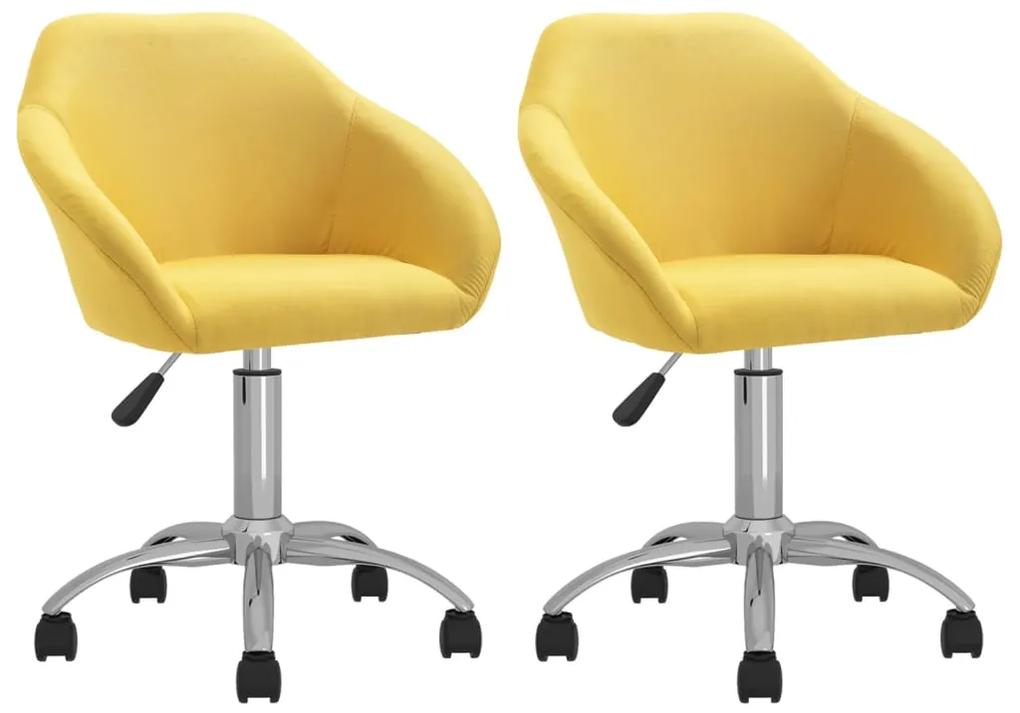 Otočné jídelní židle 2 ks žluté textil,  330504