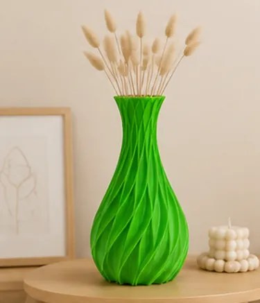 váza, styl moderní, plast, 14x7,6x7,6 cm, zelená, Dekorino VD0260012