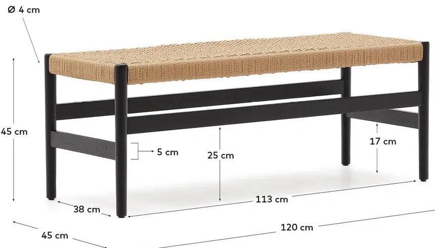 Lavice v černo-přírodní barvě Zaide – Kave Home
