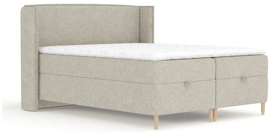 Světle šedá boxspring postel s úložným prostorem 200x200 cm Monpelli – Maison de Rêve