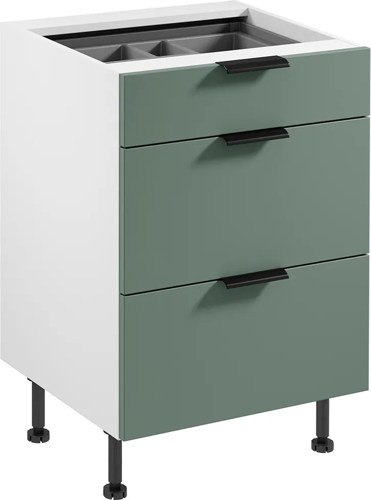 SORENTO jv | dolní skříňka D60S3 se zásuvkami a příborníkem | 60 cm | bílá/zelená
