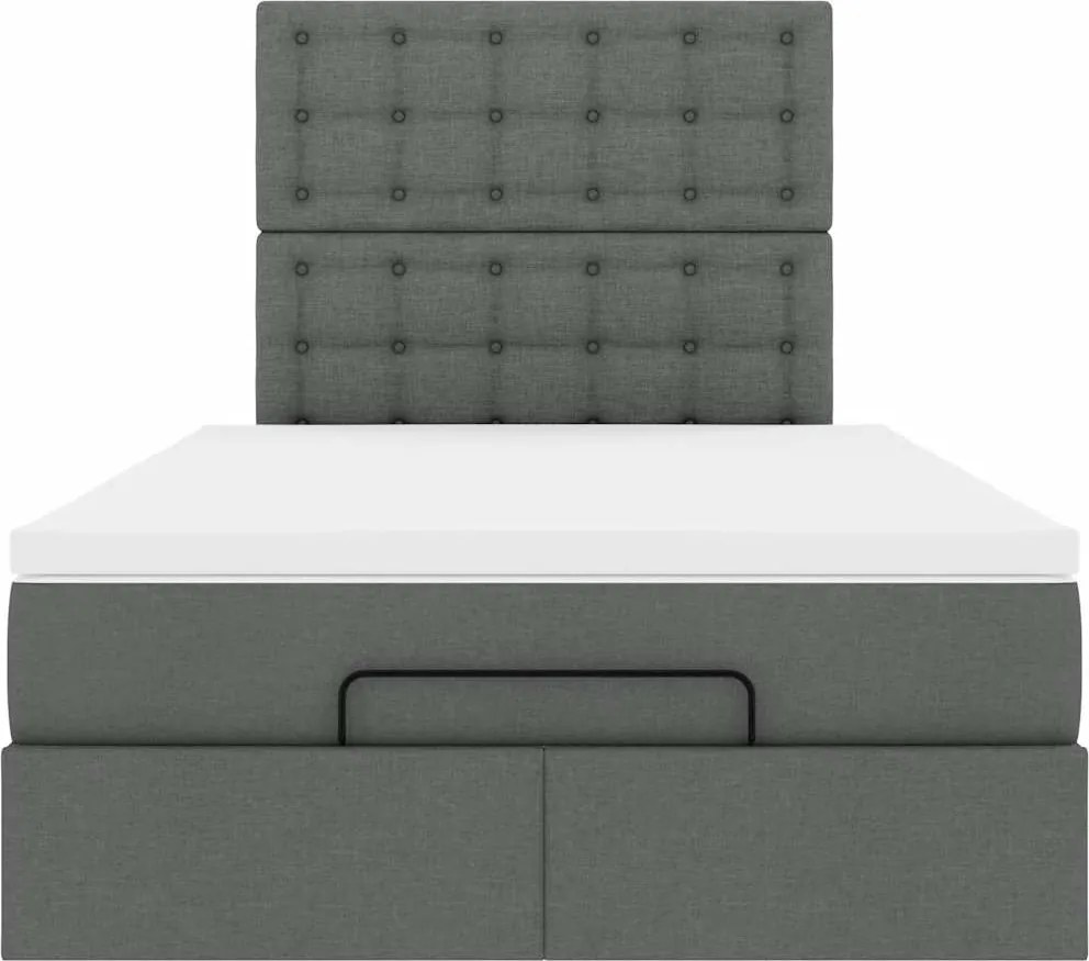 Osmanský rám postele s matrací tmavě šedá 120x200cm textil 3313314