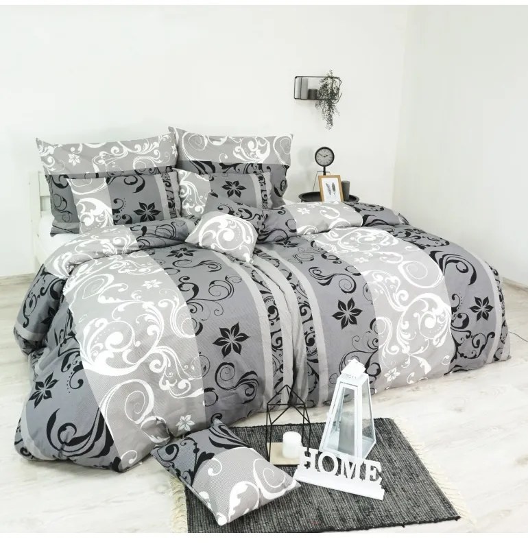 Povlečení bavlněné Lilien šedé EMI, Standardní set jednolůžko obsahuje 1x 200x140 + 1x 90x70
