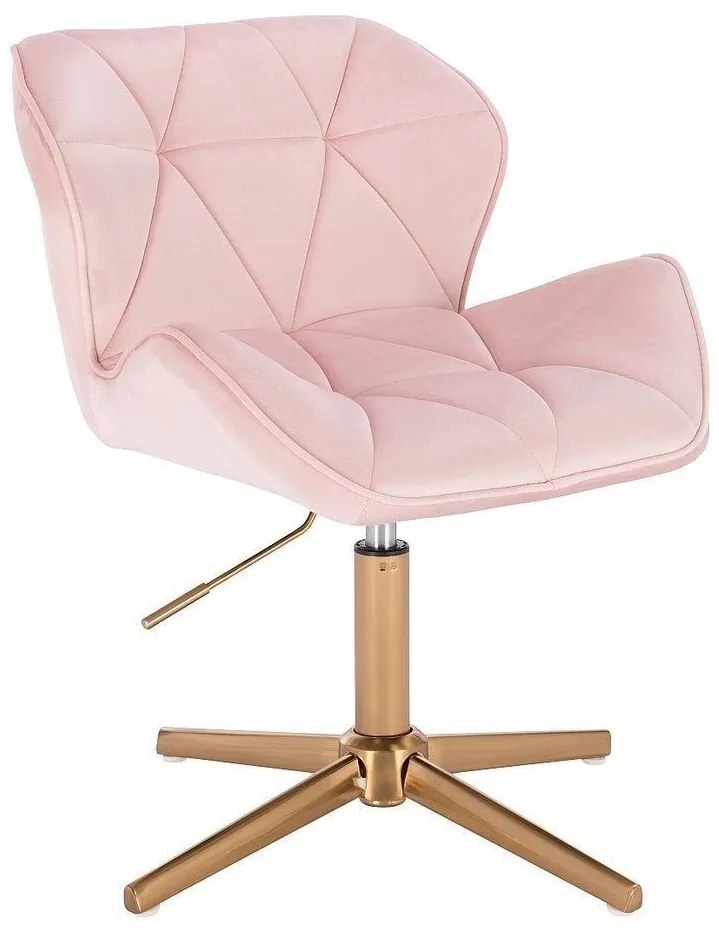 LuxuryForm DESIGN Židle MILANO VELUR na zlatém kříži - světle růžová