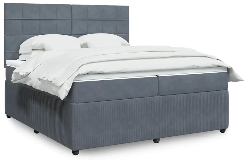 Box spring postel s matrací tmavě šedá 200x200 cm samet 3294731