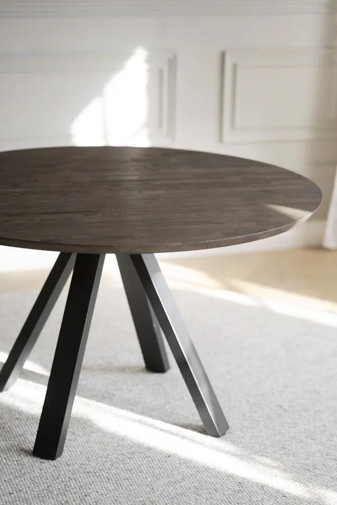Rowico Hnědý dubový jídelní stůl Carradale 130 cm s černými nohami V